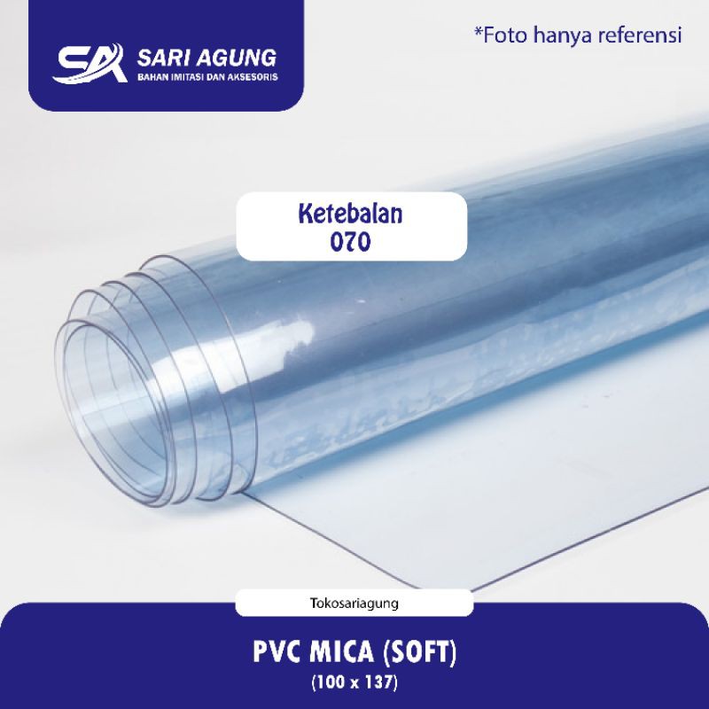 Jual MICA SOFT 070 100x137 (METER) PLASTIK PVC MIKA LEMES BENING TEBAL 0,70 mm | Shopee Indonesia