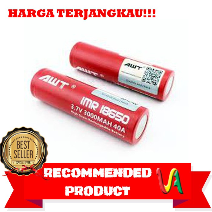 Jual Baterai Vapor AWT 3000 mAh 18650 For E-Cigarette Box Mods ...