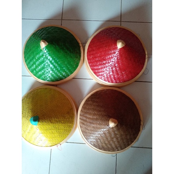 Jual Caping Tudung Tani Lukis Warna - Topi Petani Anyaman Bambu ...