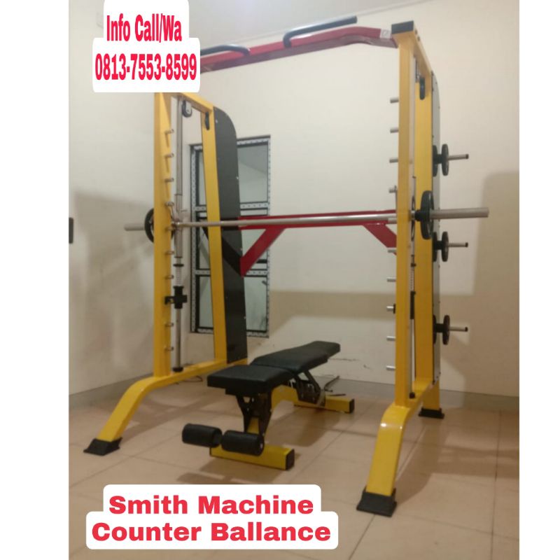 Jual Alat Fitness Smith Machine Counter Ballance Plus Beban plate 60kg ...