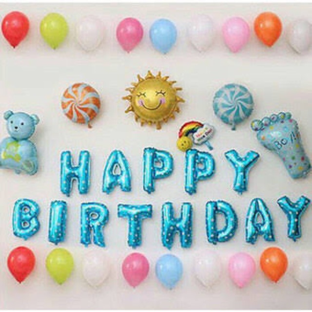 Jual set 0f 52pcs balon nama balon foil ulang tahun dekorasi | Shopee ...