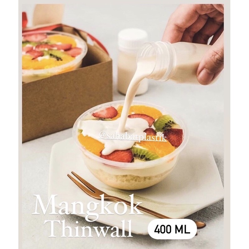 Jual 25PCS MANGKOK PLASTIK THINWALL 400ML + TUTUP (Kotak Makan Bulat ...