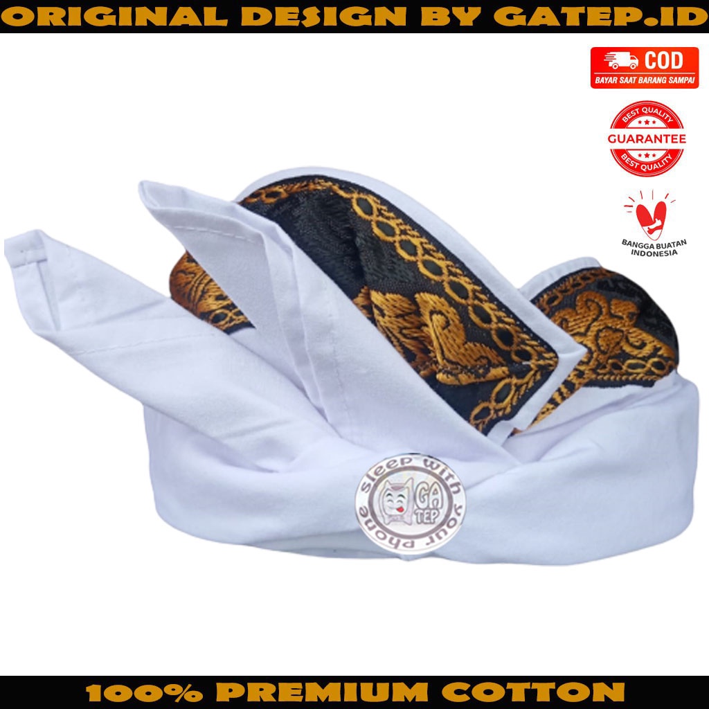 Jual Udeng Bali Putih Polos Setengah Jadi Motif Awan Emas - Ikat Kepala ...