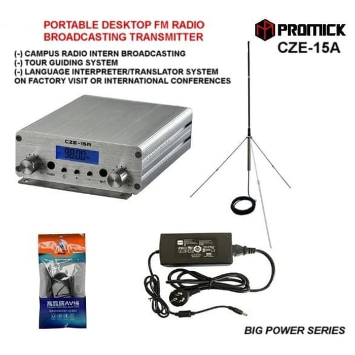 Jual FM Transmitter Portable Stereo 15W PLL Broadcaster - Promick CZE ...