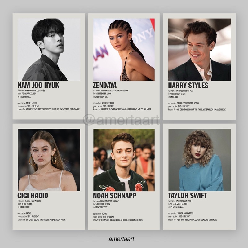 Jual Cetak Poster Actor/Actress/Idola Aesthetic A5 untuk Hiasan Dinding ...