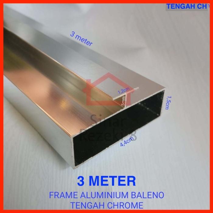 Jual Frame Aluminium Tengah Chrome Profil Lis List Frame Kaca Lemari FT ...