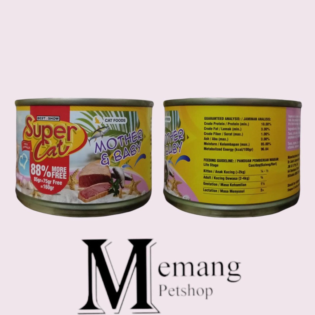Jual Super Cat Kaleng 160gram Mother Baby - Makanan Ibu dan Bayi Kucing ...