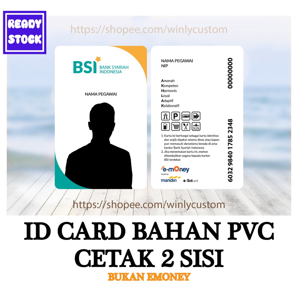 Jual CUSTOM KARTU PVC DESIGN ID CARD BSI BUMN TERBARU BANK SYARIAH ...