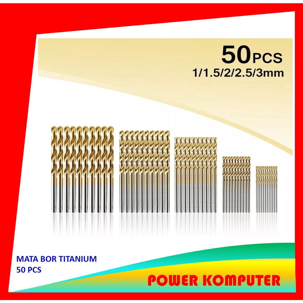 Jual 50 Buah Mata Bor Lapis Titanium Kecepatan Tinggi Bor Batang Lurus ...