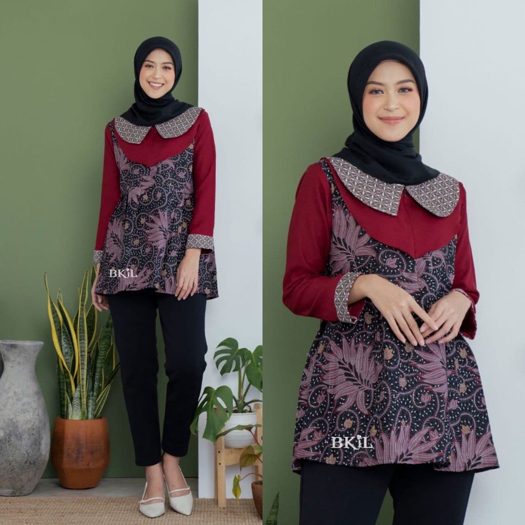 Jual Blus Batik Elegan Motif Unik Model Cantik Premium Formal Baju ...