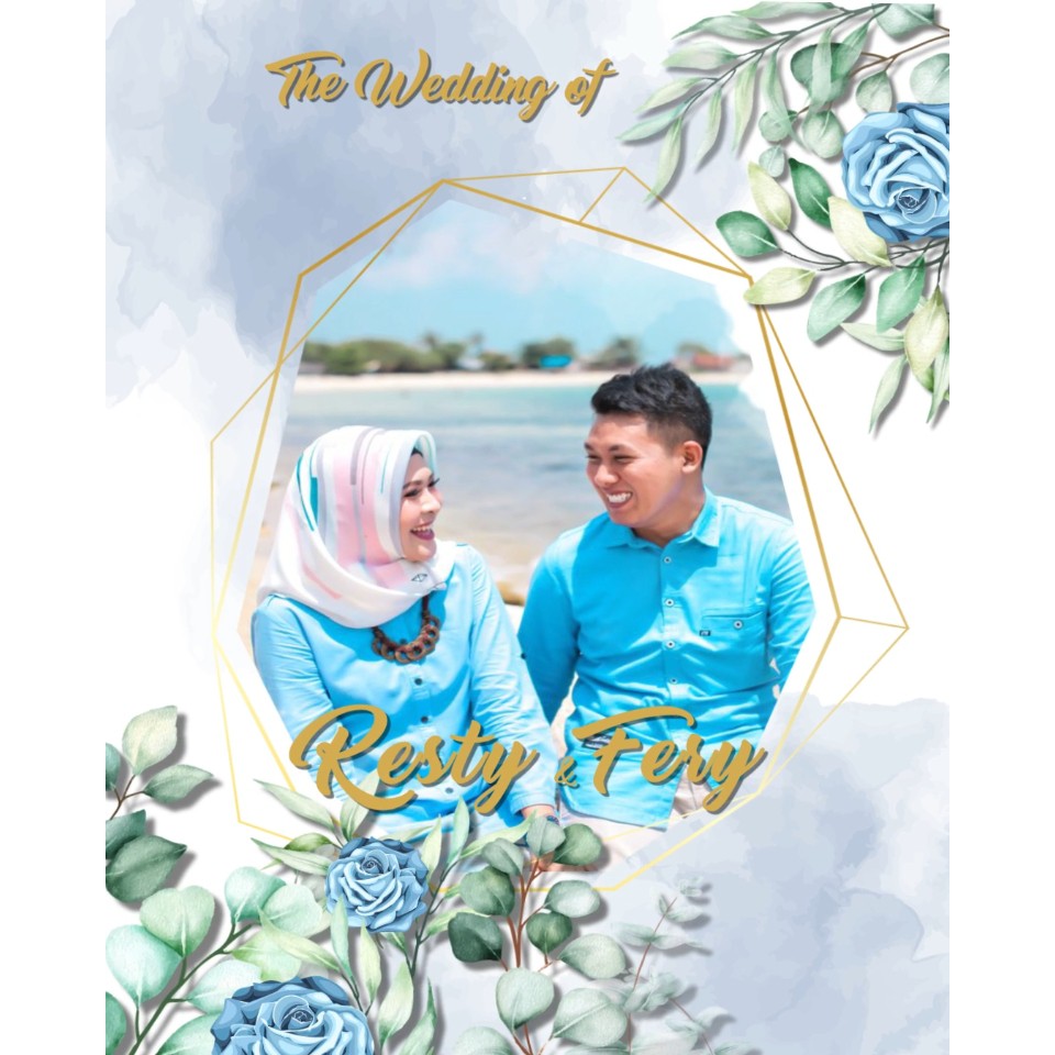 Jual Undangan Digital Video Pernikahan Bunga Mawar Biru Langit Elegant ...