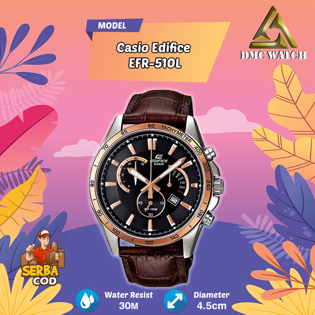 Jual Jam Tangan Pria Casio Edifice EFR-510L Leather Brown Original BM ...