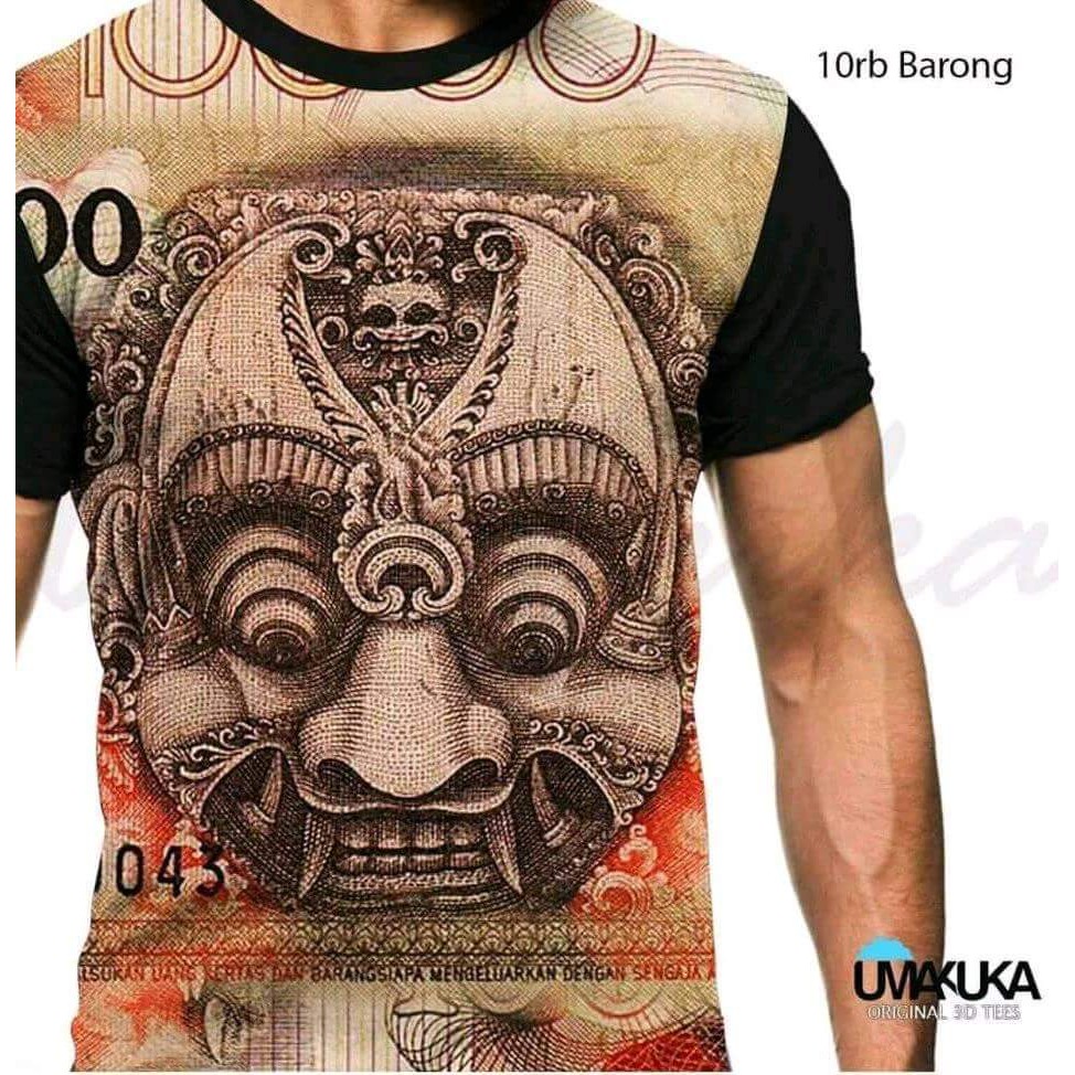 Jual T-Shirt Uang 10Rb Barong Duit Full Print Baju Kaos 3D Umakuka ...