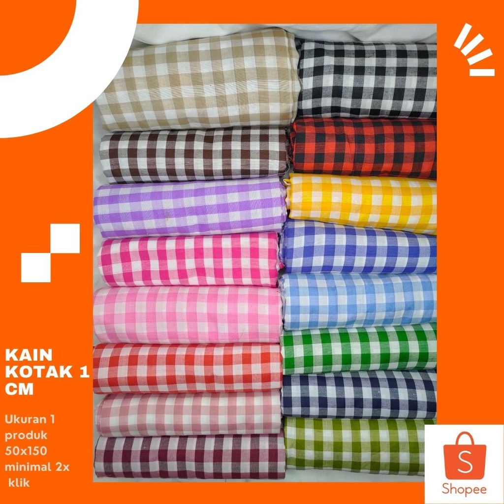 Jual Kain Meteran Katun yarndet Kotak 10MM MINIMAL ORDER(0.5METER ...