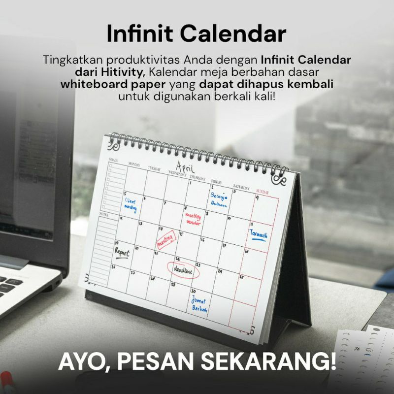 Jual Infinit calendar kalender meja whiteboard paper calender dekorasi ...