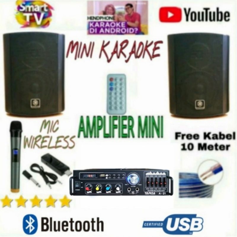Jual Paket Karaoke Set Speaker 3R 5 IN Ampli Mini Karaoke Smart Tv ...