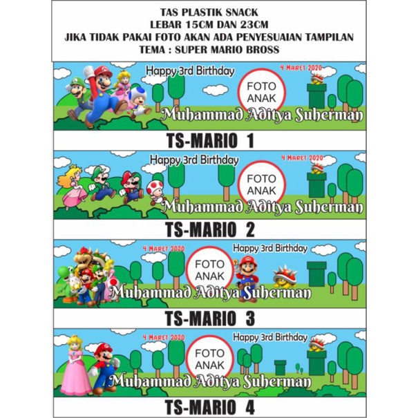 Jual tas plastik snack ulang tahun tema MARIO BROSS super mario tas ...