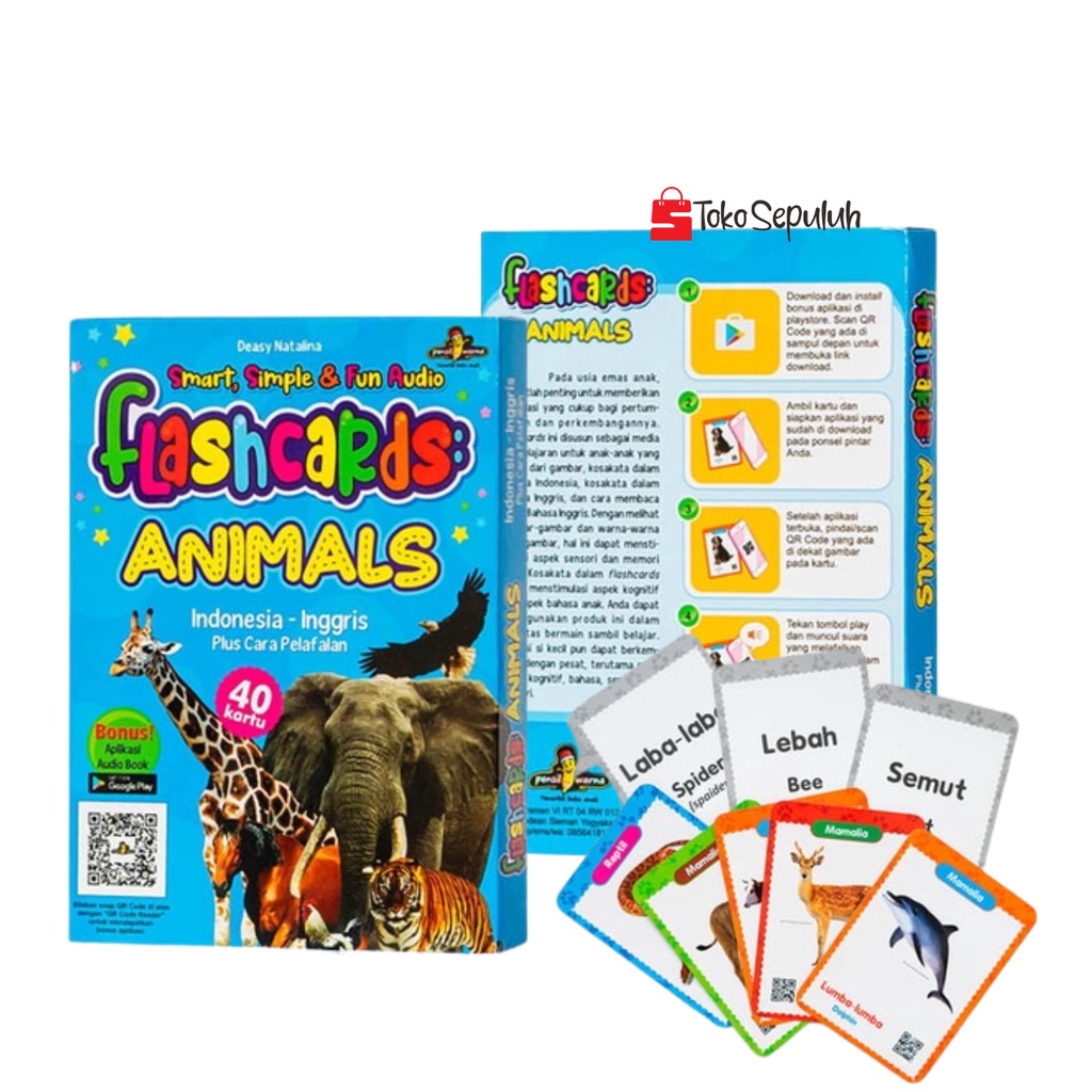 Jual Buku Anak Tk Dan Paud Flash Cards Animals | Shopee Indonesia