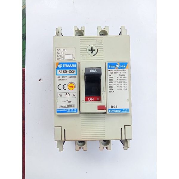 Jual MCB MCCB TERASAKI 3P 60A S160SCF 60A Jepang oryginal | Shopee ...