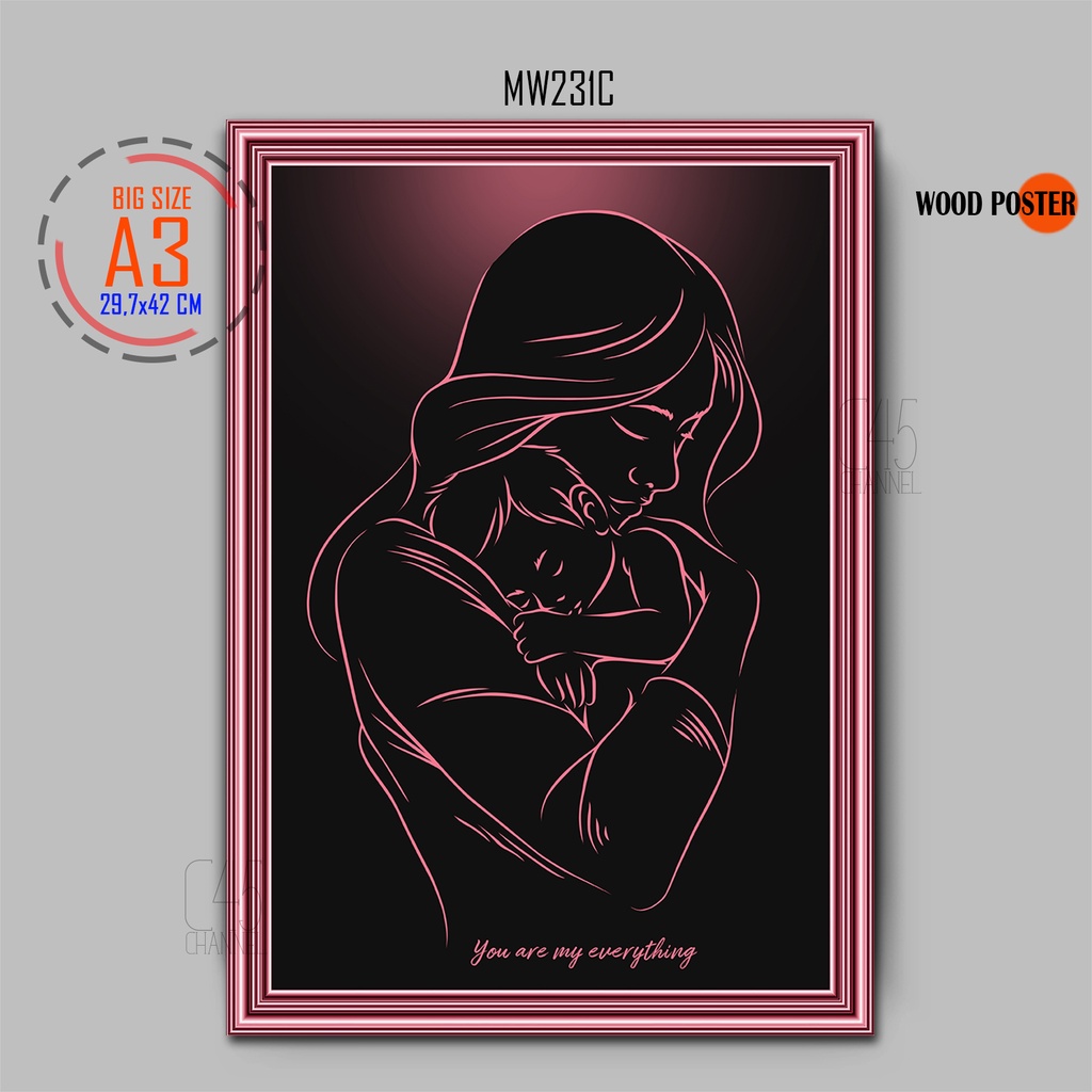 Jual Dekorasi Rumah Aesthetic IBU DAN BALITA Poster Kayu Ukuran Besar ...