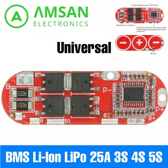 Jual BMS 25A 3S 4S 5S Li-Ion 18560 LiPo Battery Protection Board ...