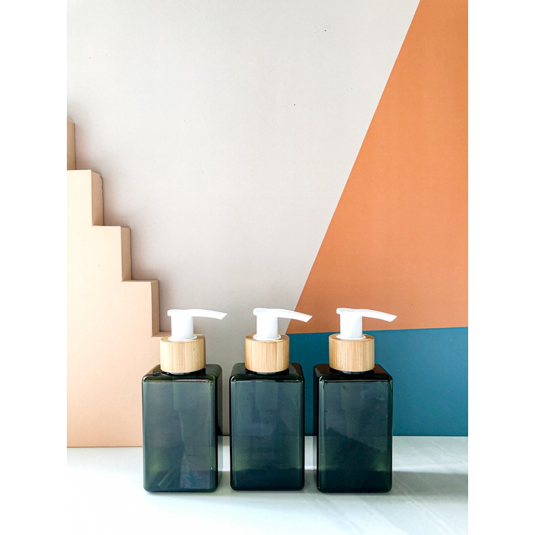 Jual 100ml Botol Plastik Kotak Tutup Pump Wood Bambu Kayu HOME LIVING ...