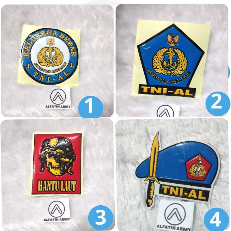Jual Alfatih Army Stiker TNI AL Laut Timbul Embos Motor 5x7 cm | Stiker ...