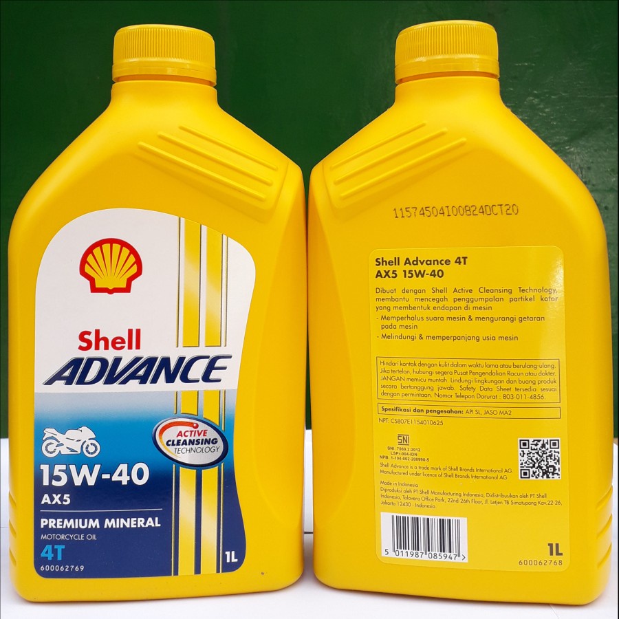 Jual Oli Motor Shell Advance AX5 15W 40 Premuin Mineral 1 Liter ...