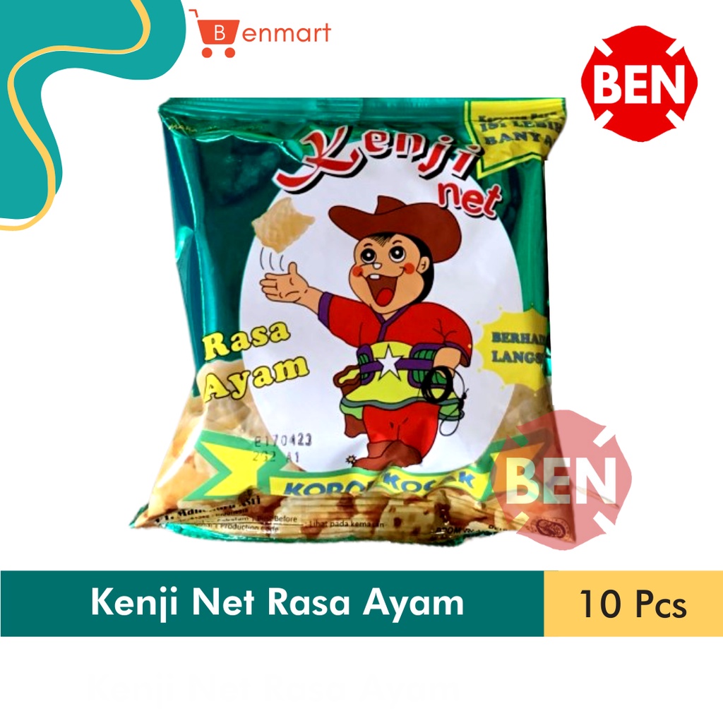 Jual Snack Kenji Net AYAM 1 Renceng 10 Pcs Chiki Jadul Hijau Koboi ...