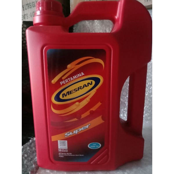Jual OLI MESRAN SUPER SAE 20W-50 ORIGINAL (Galon 4L) | Shopee Indonesia