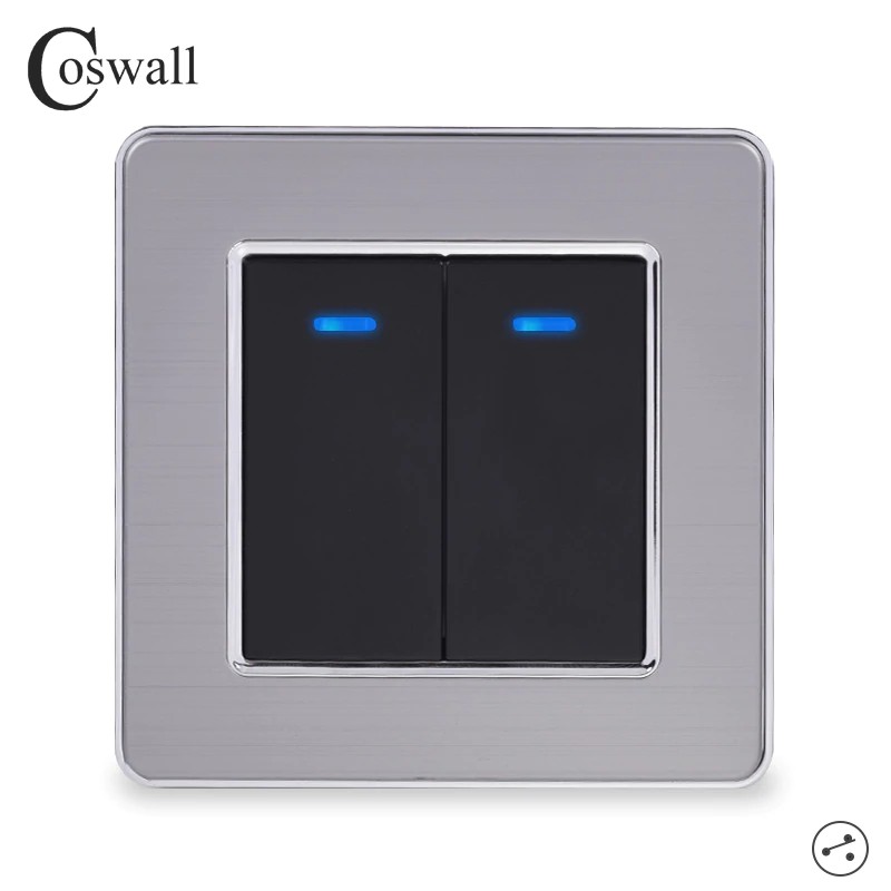 Jual Coswall 2 Gang 2 Way Light Switch On / Off Wall Switch With LED ...