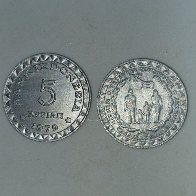 Jual Koin Kuno 5 Rupiah KB Tahun 1979 Original Kinclong Koin Mahar Nikah Rp 5 Gambar Keluarga ...