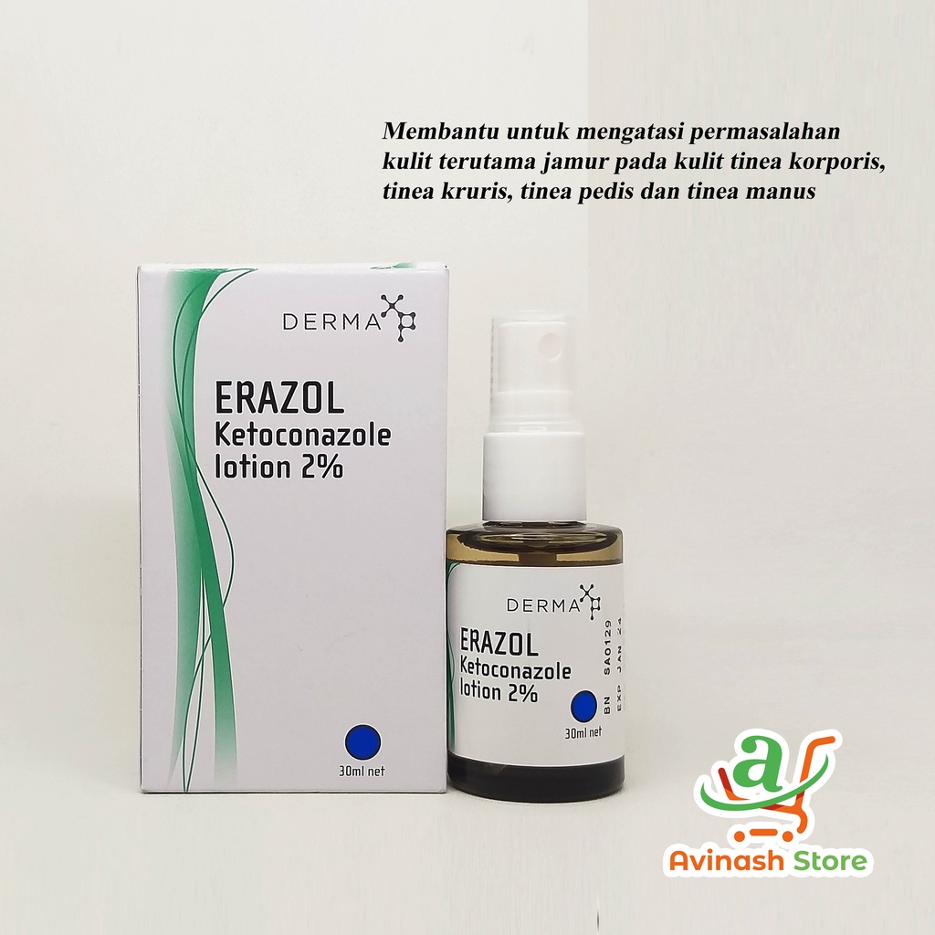 Jual ERAZOL 2% LOTION BOTOL 30 ML PENGHILANG KETOMBE AMPUH | Shopee ...
