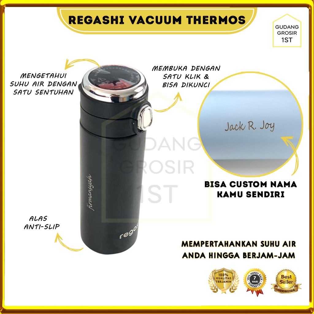 Jual Smart Thermos With Temperature Display Custom Nama | Botol Minum Vacuum Tumbler Stainless ...