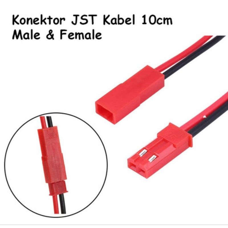Jual Jst 2p 10cm konektor male female pair 10cm 2 pin LiPo baterai ...