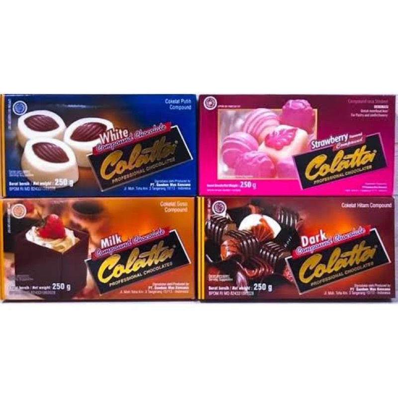 Jual Coklat Batangan Compound Collata Dark, White, Milk, Strawberry ...
