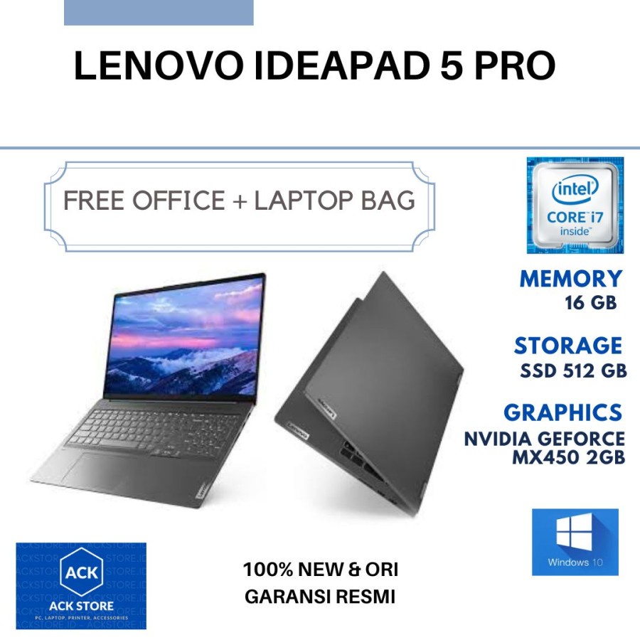Jual Lenovo IdeaPad 5 IP5 Pro 47ID i7-1165G7 16GB SSD 1TB MX450 2GB W10 ...