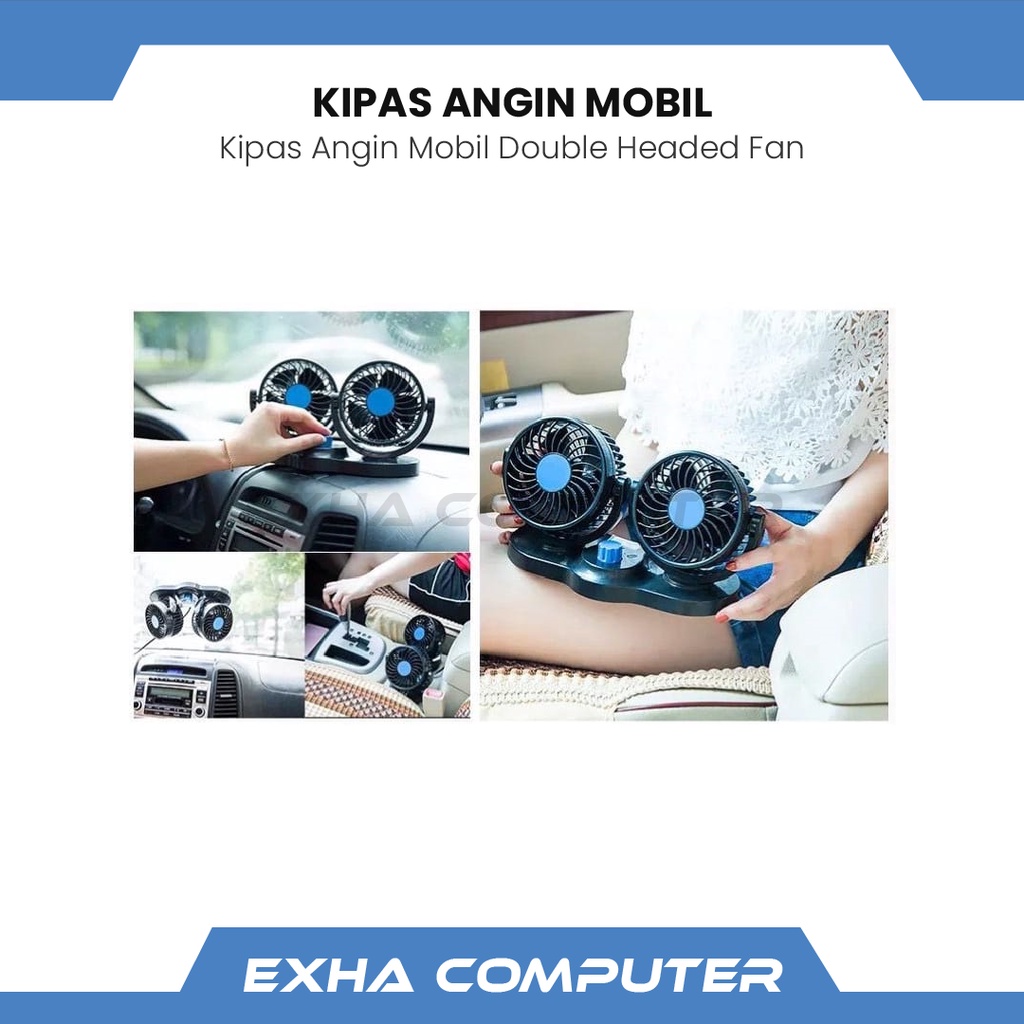 Jual KIPAS ANGIN MOBIL PORTABLE DOUBLE HEADED FAN | Shopee Indonesia