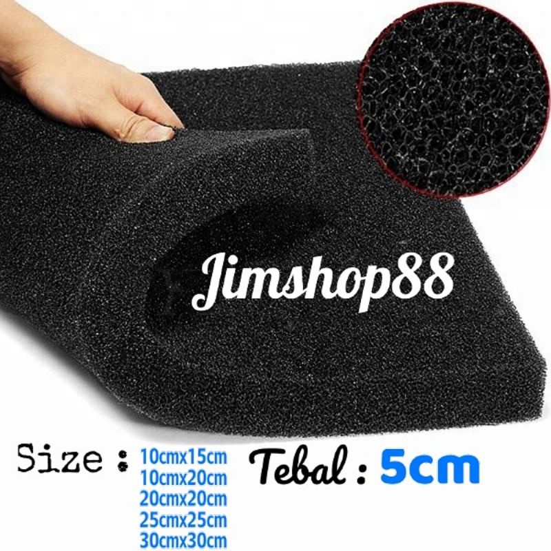 Jual filter mekanik busa hitam import ready banyak size tebal=5cm full ...