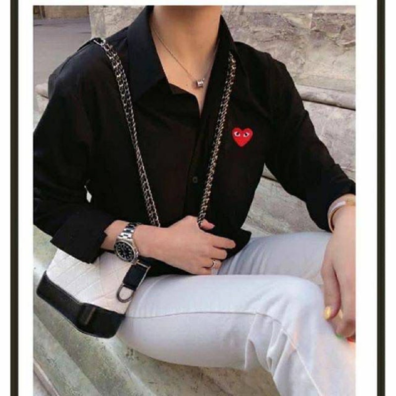 Jual KEMEJA CDG PLAY BAHAN KATUN PREMIUM KUALITAS IMPORT HITAM PUTIH ...