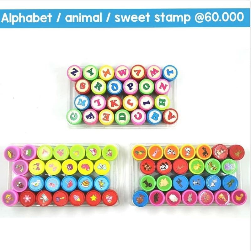 Jual alphabet / animal / sweet thing stamp. stamp huruf stempel abjad ...
