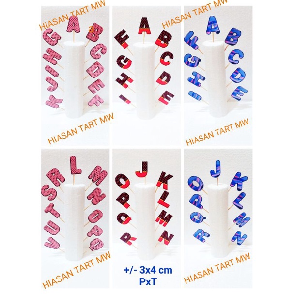 Jual Topper Kertas Huruf Abjad A-P / Hiasan Kue Ulang Tahun Nama ...