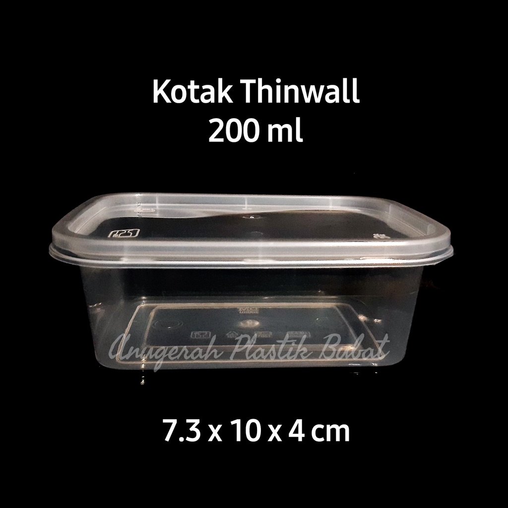 Jual Thinwall Persegi Panjang 200 ML Isi 25 Pcs/ Thinwall 200 ML REC/ Kotak Plastik desert ...