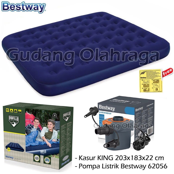 Jual Bestway 67004 Kasur Angin KING [203cm x 183cm] + Pompa Listrik ...
