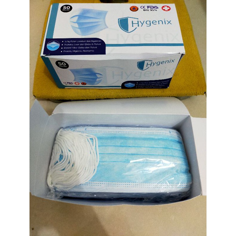Jual Masker murah 3ply isi 50pcs Earloop hygenic non medis warna biru ...