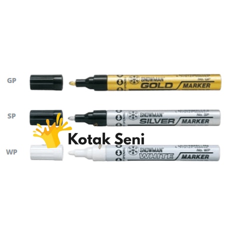 Jual Snowman Spidol Gold GP / Silver SP / White WP/ Permanent Marker ...