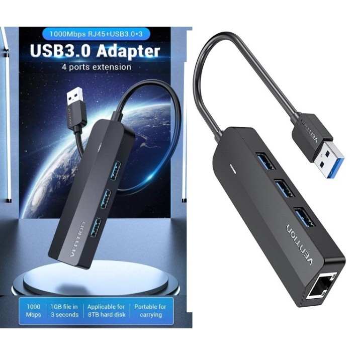 Jual Vention USB to RJ45 LAN Ethernet Dan USB HUB 3 Port Multi Splitter ...