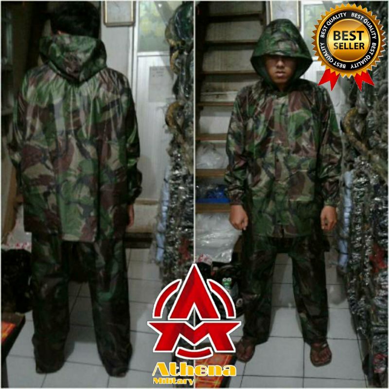Jual Jas hujan loreng TNI | jas hujan army | setelan mantel loreng army ...