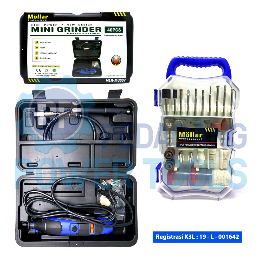 Jual MOLLAR MG007 MINI DIE GRINDER SET & 72 PCS AKSESORIS BOR GERINDA TUNER | Shopee Indonesia