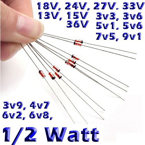 Jual 10pcs Diode Zener 0.5 Watt Dioda 3.3V 3.6V 5.1V 12V 13V 18V 24V 33V 36V Volt Dioda Zener 1 ...